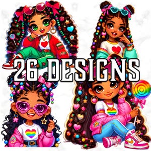 26 Cute Latina Girl Clipart Set, Colorful Digital Graphics, Sweet Candy ...