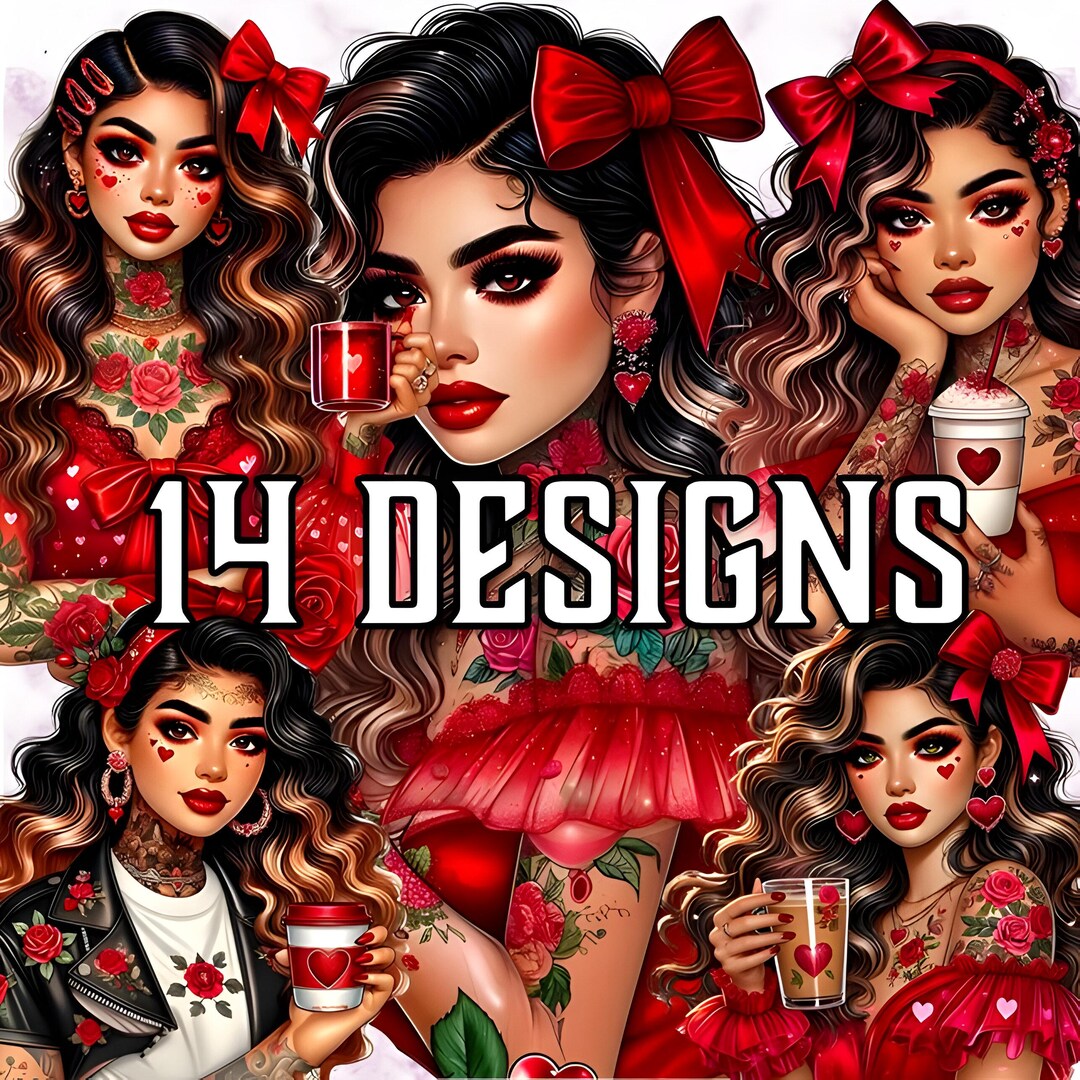 Valentine Chicana Latina Fashion Sticker Coffee Girl Hispanic Woman ...