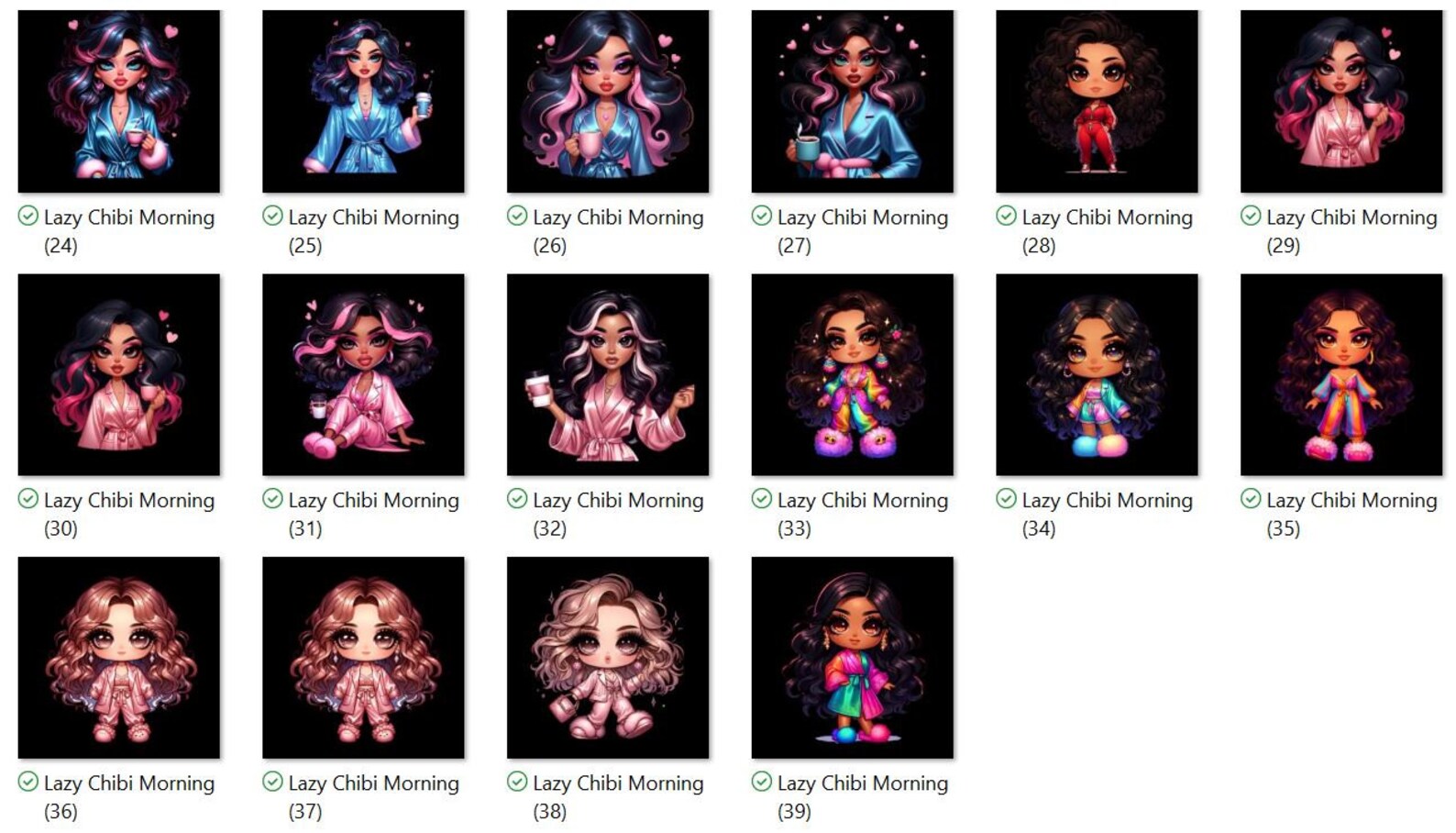 Chibi Latina Morning Clipart, African Chibi Doll, Cute Girl, Glam Girl ...