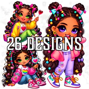 26 Cute Latina Girl Clipart Set, Colorful Digital Graphics, Sweet Candy ...