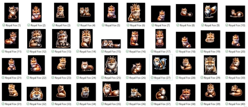 Royal Fox Clipart Bundle: Glam Animal Illustrations (PNG Digital ...