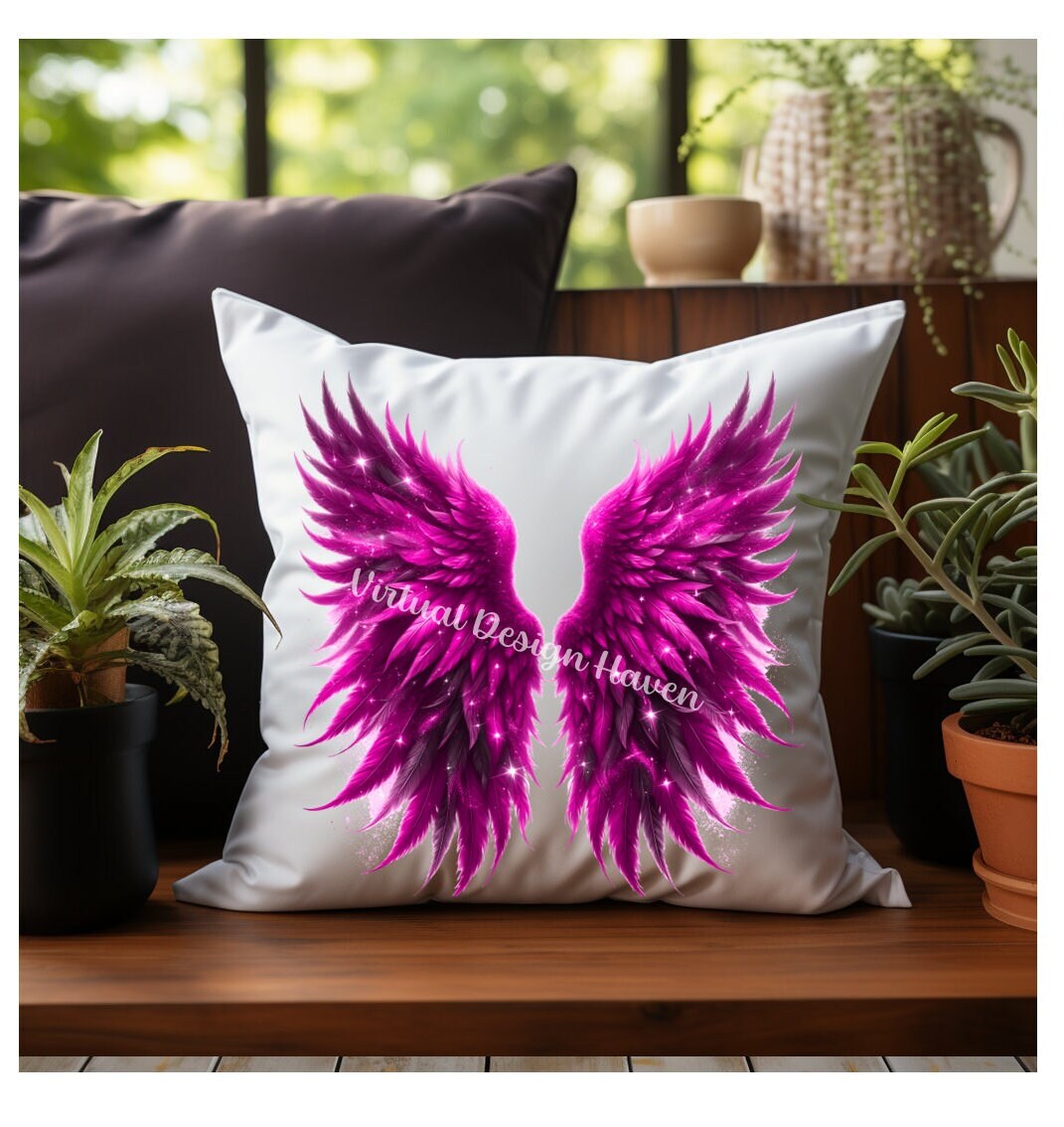 Fuchsia Angel Wings Clipart: Feather Illustration PNG (digital Download ...
