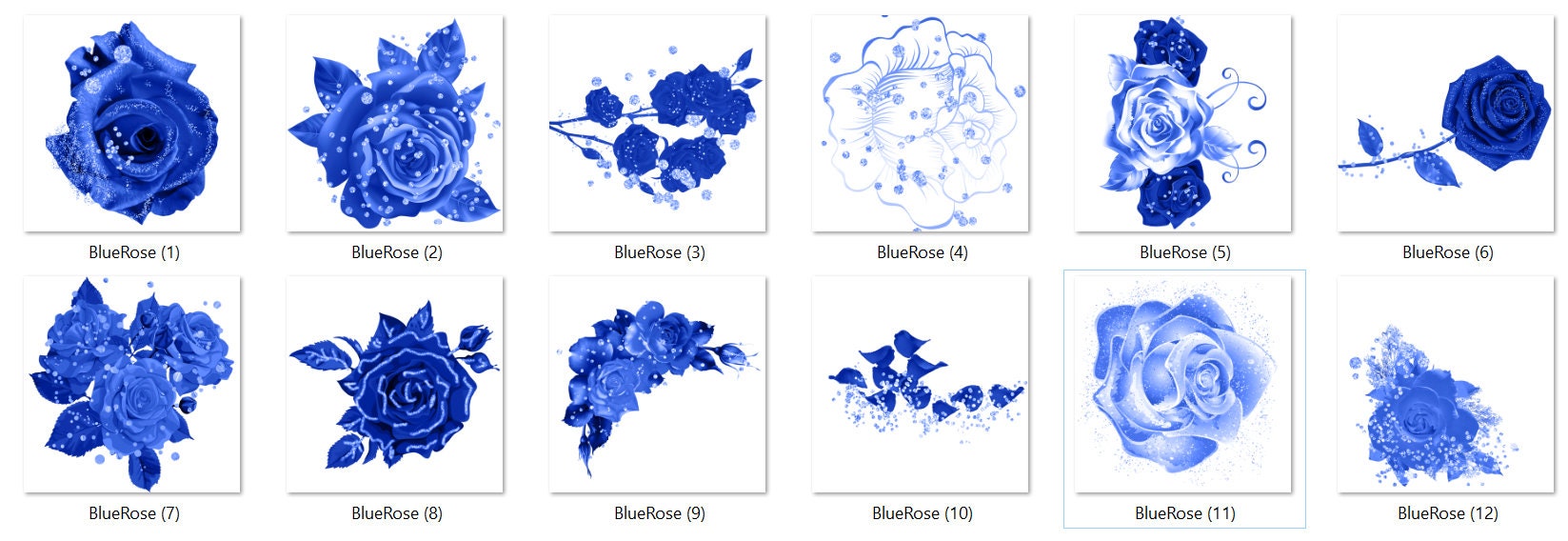 Blue Roses Clipart Set, Blue Roses Sublimation, Glitter Roses, Digital ...