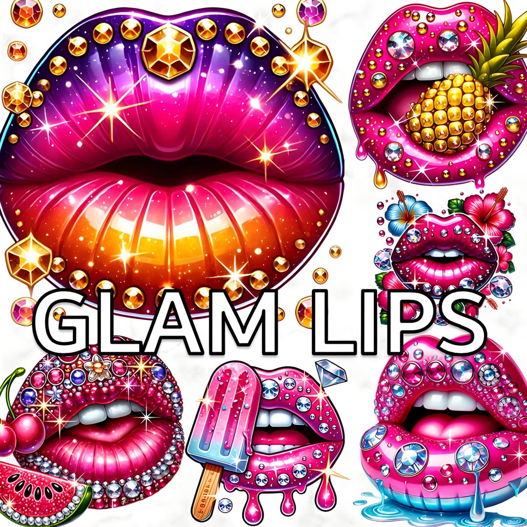 Summer Glitter Lips Clipart, 47 Diamond Glam Lip PNG, Tropical ...