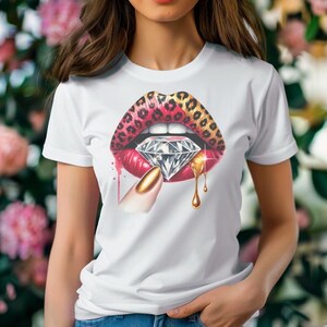 Red Leopard Diamond Lips Clipart Bundle, Dripping Glitter Lips ...