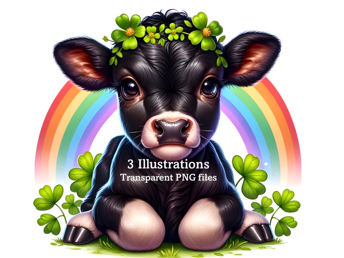 St Patrick Black Angus Illustration Cute Angus Clipart Transparent PNG ...