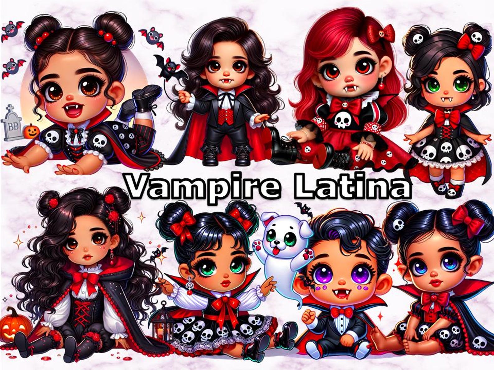 Latina Baby Vampire PNG Clipart, 26 Halloween Sublimation Designs, Cute ...