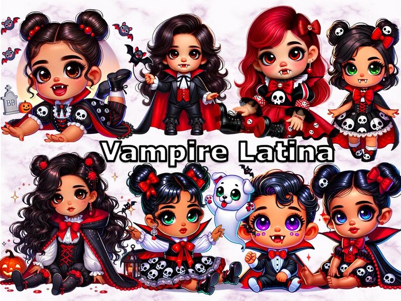 Latina Baby Vampire PNG Clipart, 26 Halloween Sublimation Designs, Cute ...