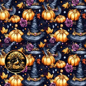 Glitter Glam Halloween Seamless Pattern Bundle: Skull, Pumpkin (digital ...