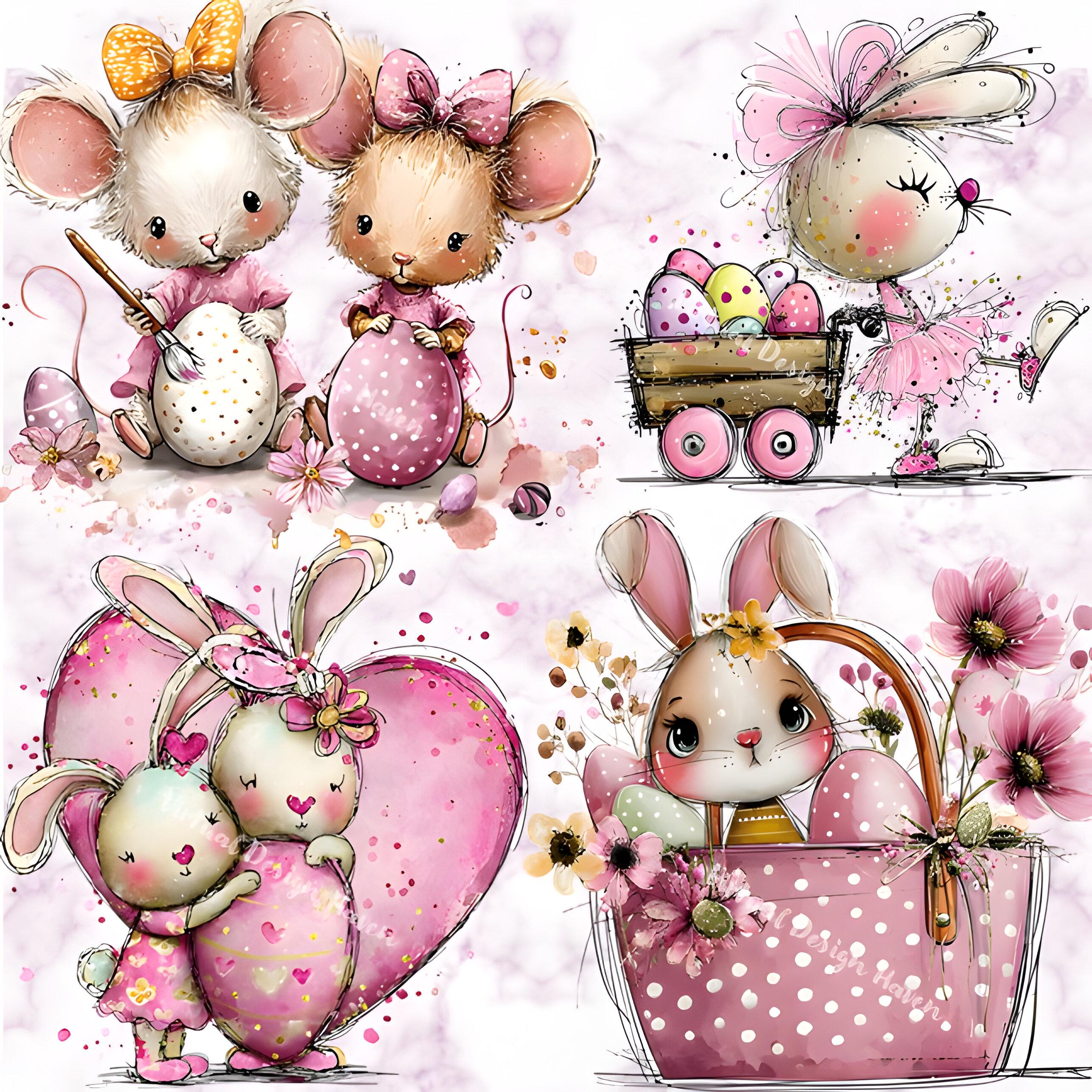 Watercolor Easter Clipart – Bunny & Spring Animals PNG Set (digital ...