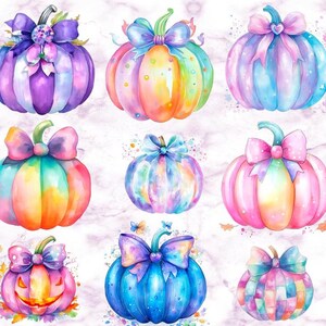 Watercolor Pastel Pumpkin Clipart Bundle, Cute Fall Halloween Designs ...