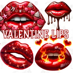 Valentine Lips Clipart, 90+ Romantic Lips Digital Stickers, Kiss Lips ...