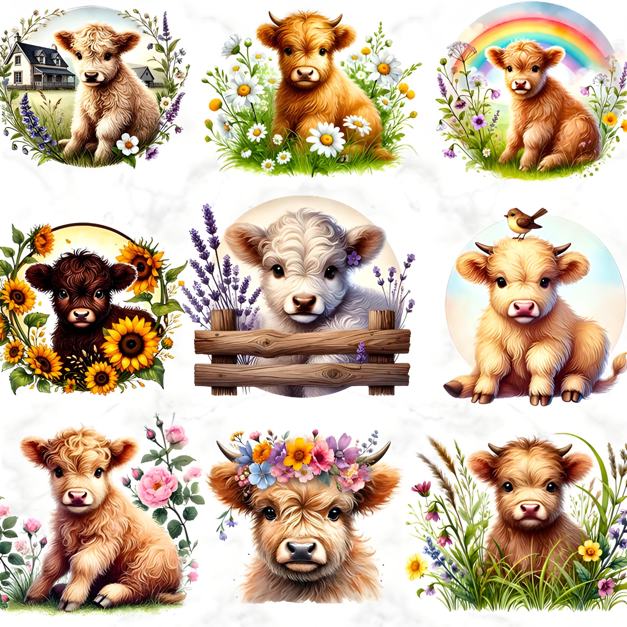 85 Baby Highland Cow Clipart: Farm Animal PNG Images (commercial Use ...