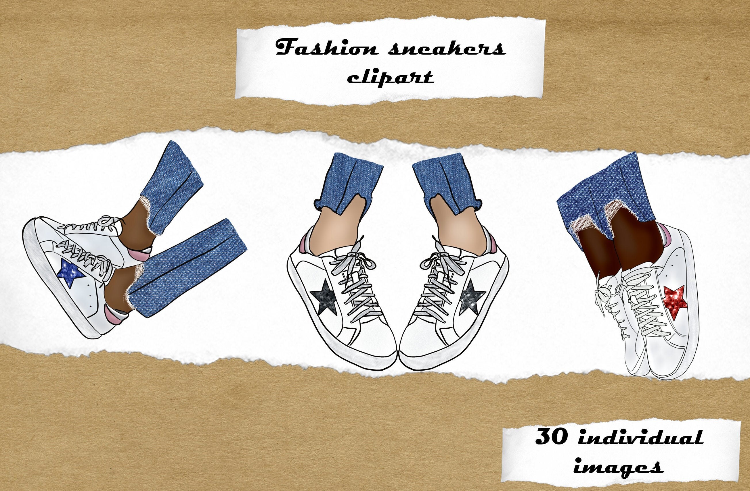 Fashion Sneakers Illustration Fashion Lady Clipart Fashion - Etsy