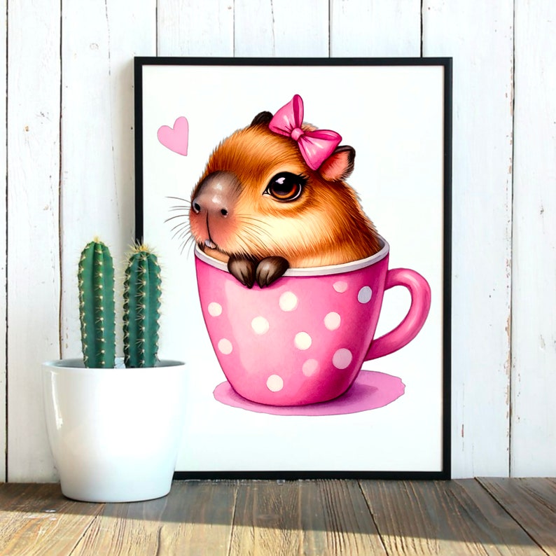 Watercolor Cute Capybara Clipart, Pink Capybara Transparent PNG ...