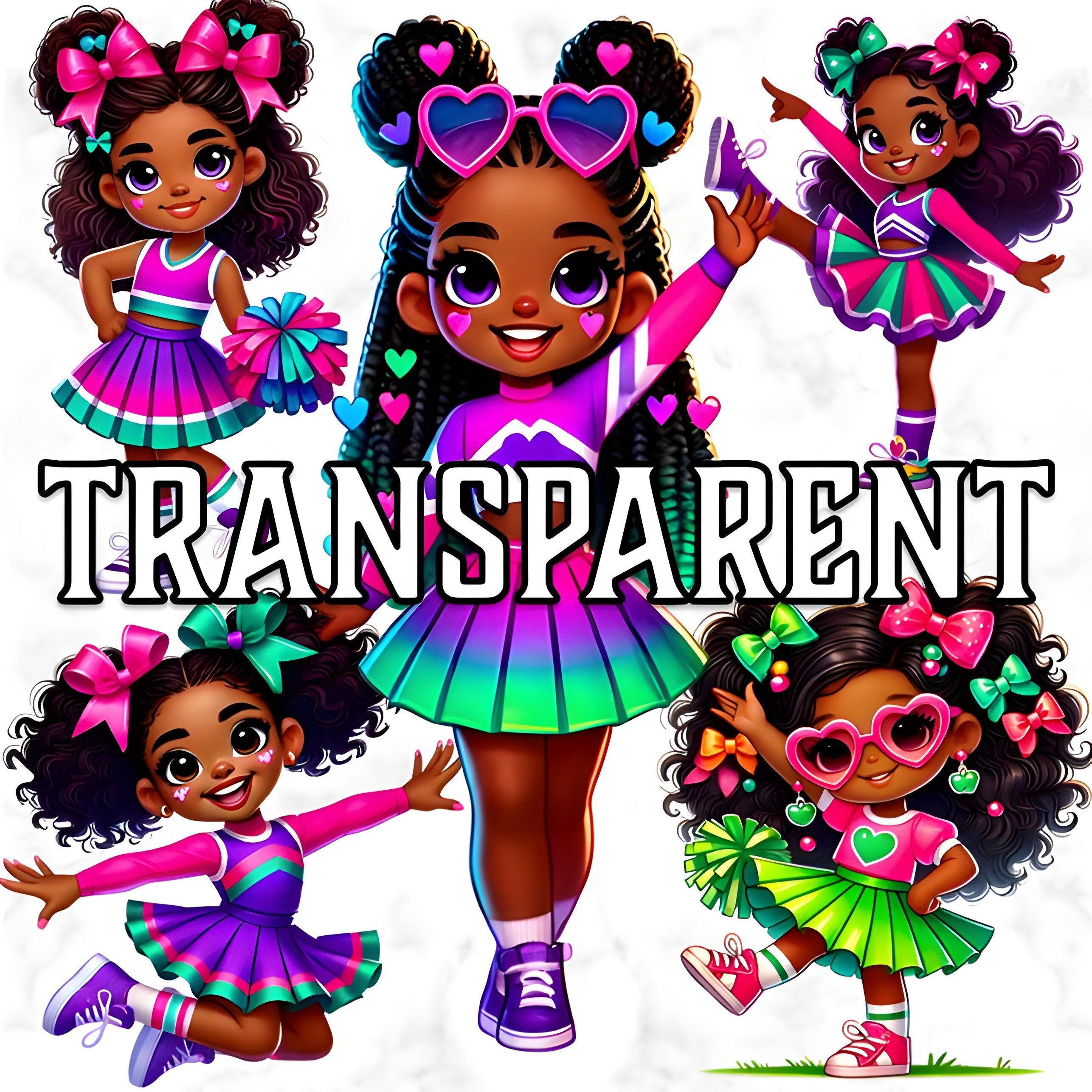 African American Cheerleader Clipart: School Spirit PNG Stickers ...