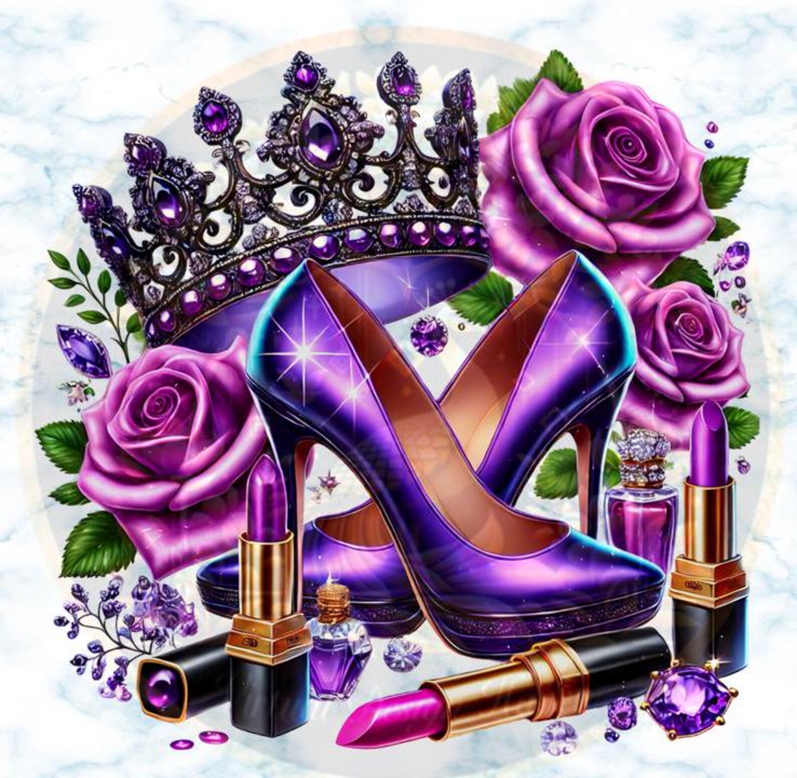 High Heel Glam PNG Clipart Bundle | Crown & Lipstick Digital Art ...