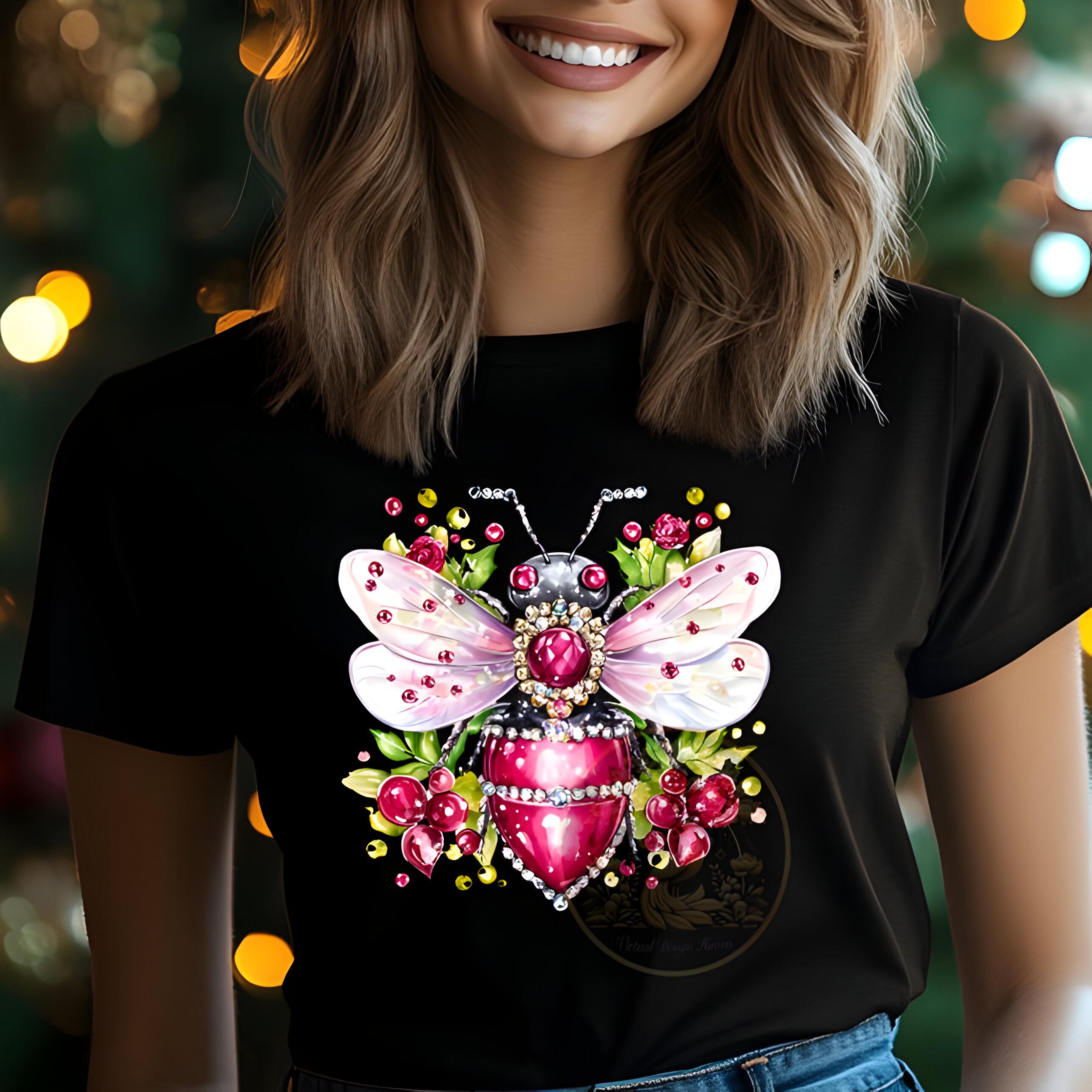 Watercolor Christmas Bee Clipart: Red & Gold Graphics (digital Design ...