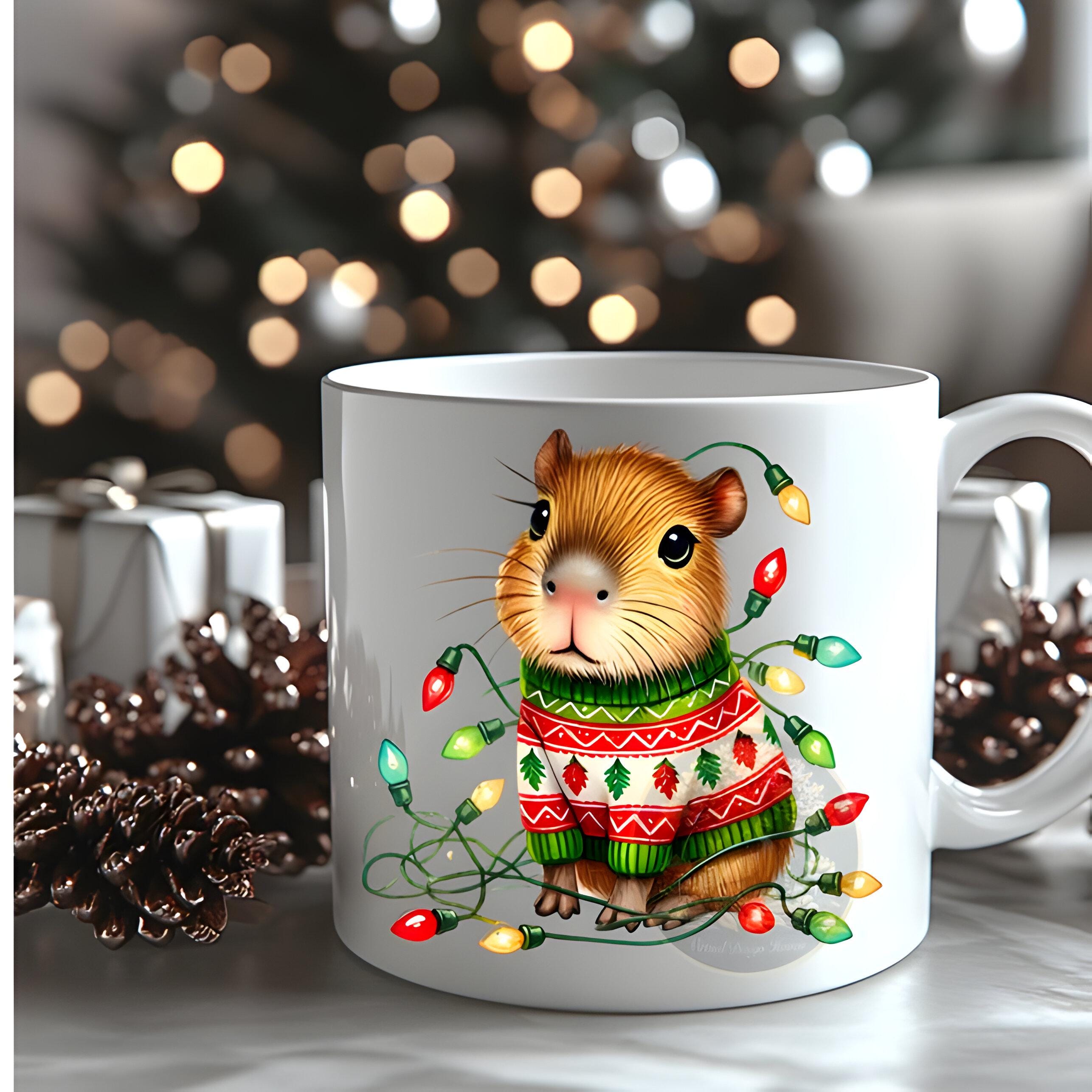 Watercolor Christmas Capybara Clipart: Festive Animal Stickers (digital ...