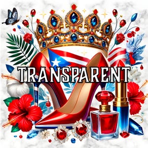 Puerto Rico Glam Heels & Crown PNG Bundle: Tropical Floral Designs - Etsy