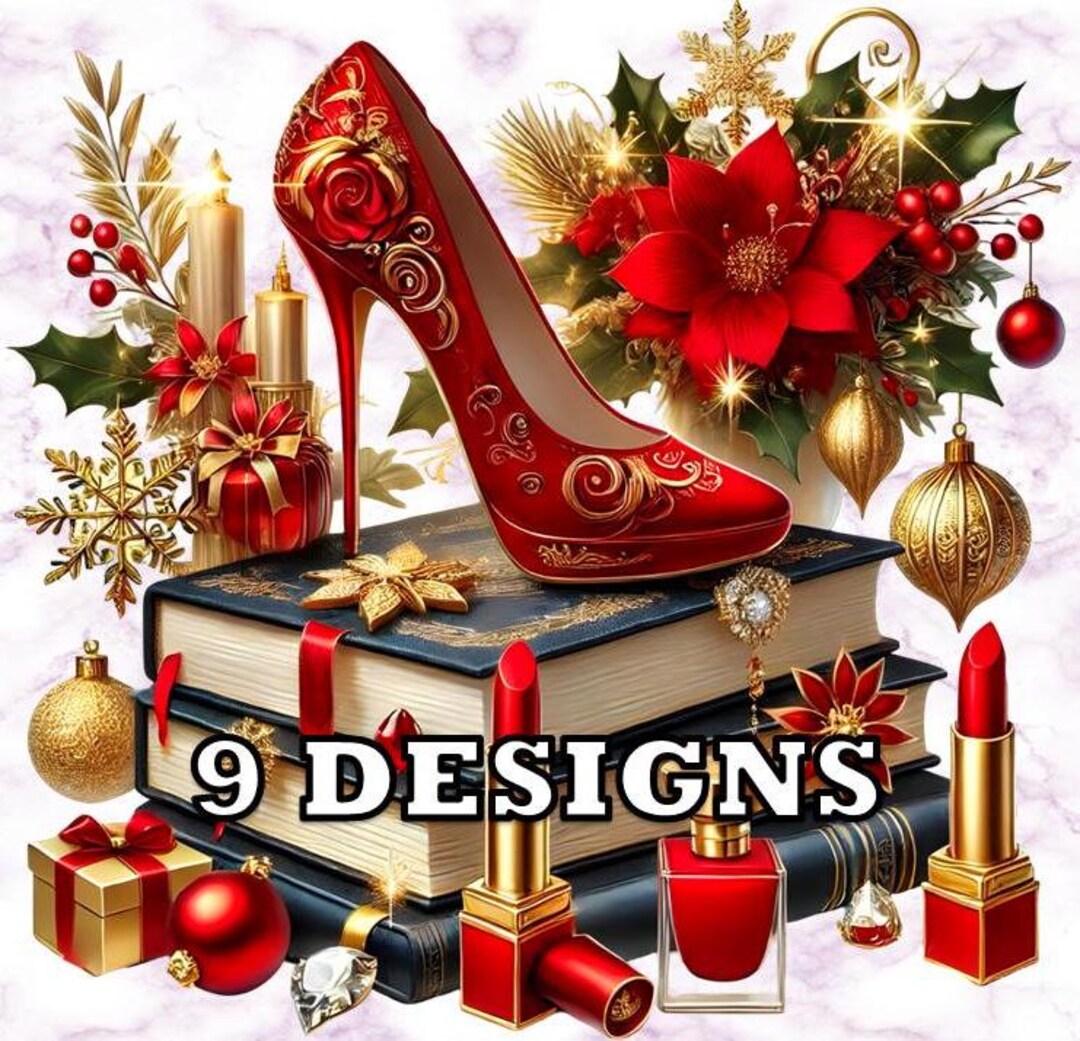 Christmas Glam Heels Clipart: Festive Holiday Fashion PNG (digital ...
