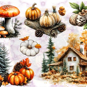 Clipart, Digital, PNG, Watercolor Fall Elements, Planner Clipart ...