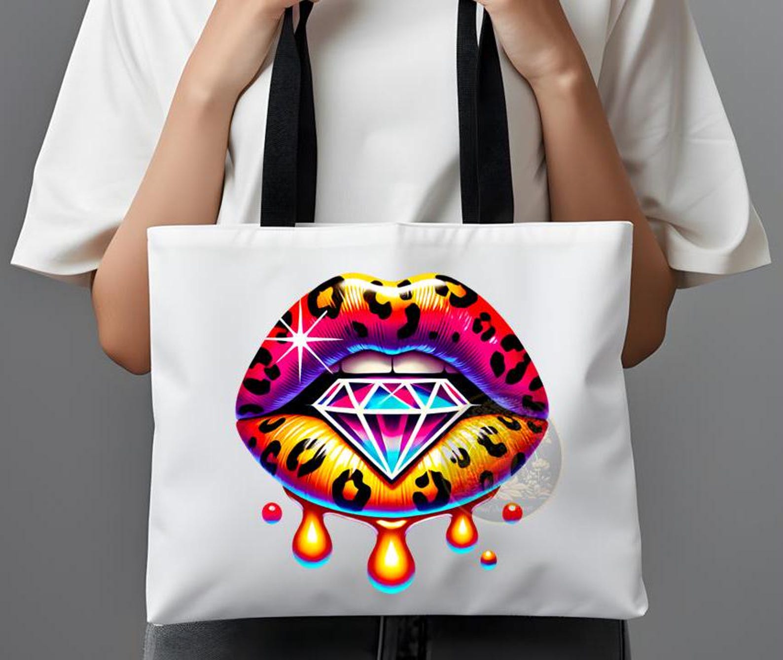 Rainbow Leopard Lips Clipart Bundle | Vibrant Watercolor Dripping Lips ...