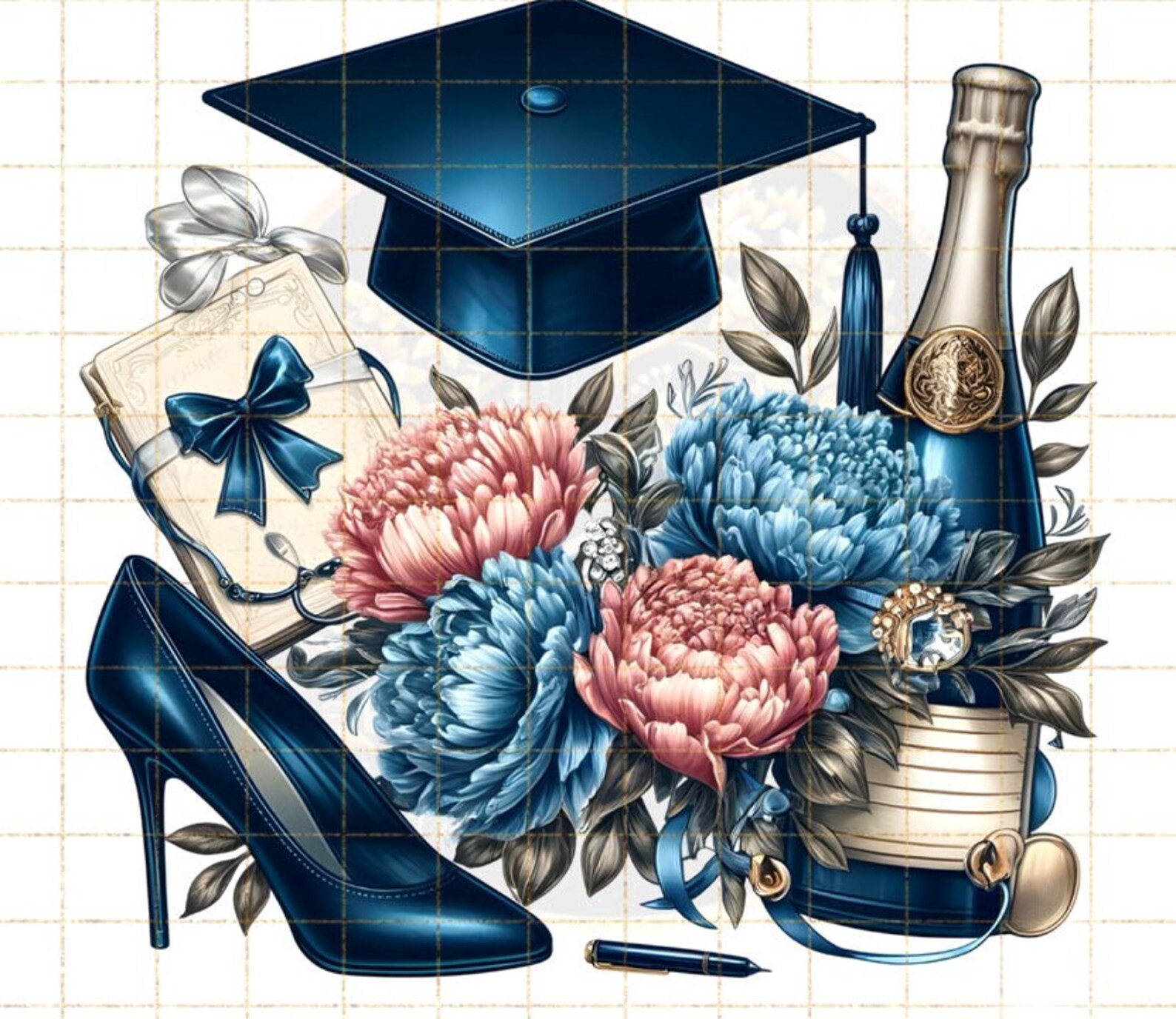 Blue Graduation Clipart Bundle, Transparent Graduation Image, Luxurious ...