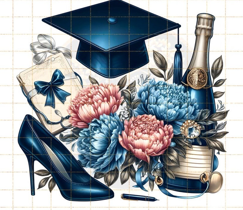 Blue Graduation Clipart Bundle, Transparent Graduation Image, Luxurious ...