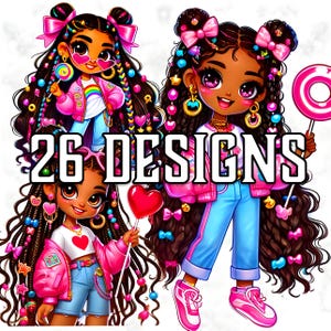 26 Cute Latina Girl Clipart Set, Colorful Digital Graphics, Sweet Candy ...