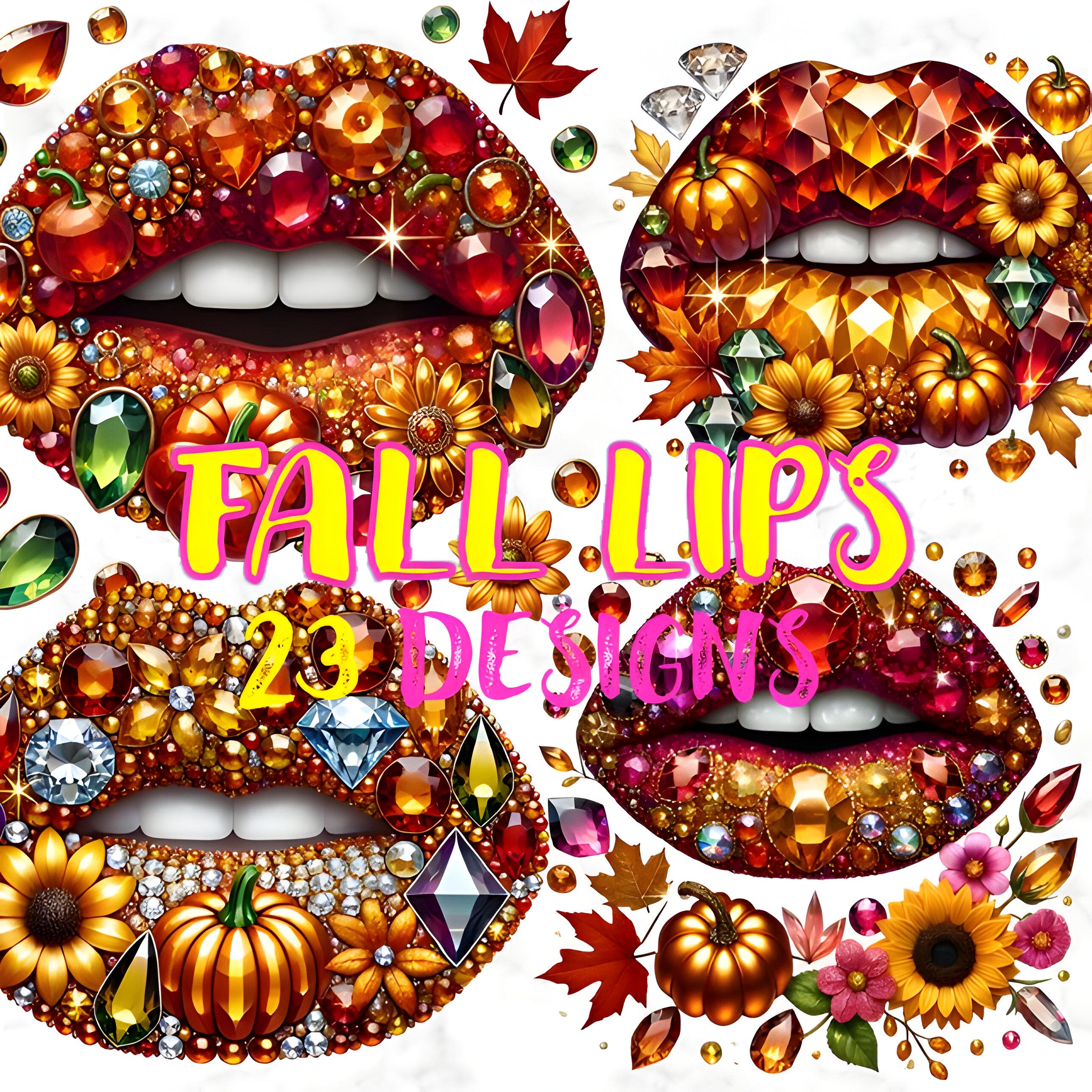 Fall Lips Clipart PNG: Glam Crystal Kiss, Thanksgiving Stickers ...