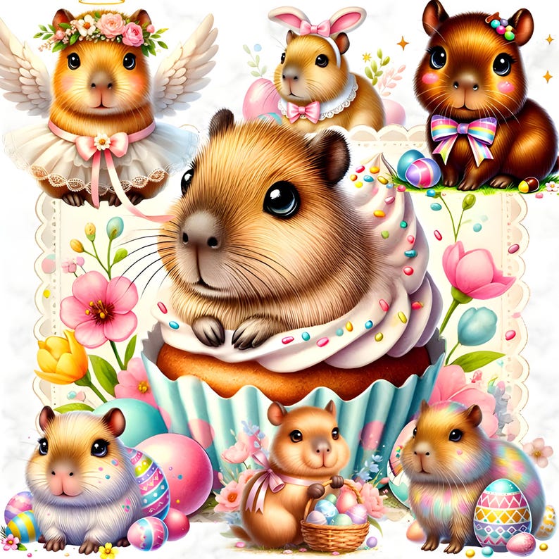 Easter Capybara Clipart, Watercolor Spring Animals (PNG, 62 Files) - Etsy