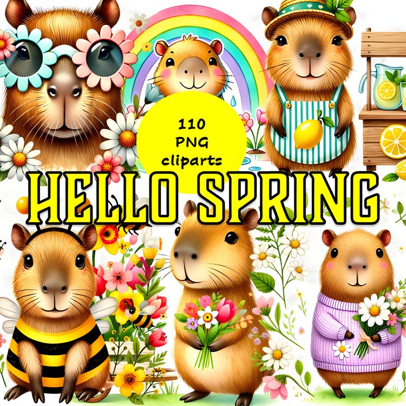 Capybara Spring Stickers - Etsy