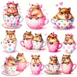 Watercolor Cute Capybara Clipart, Pink Capybara Transparent PNG ...