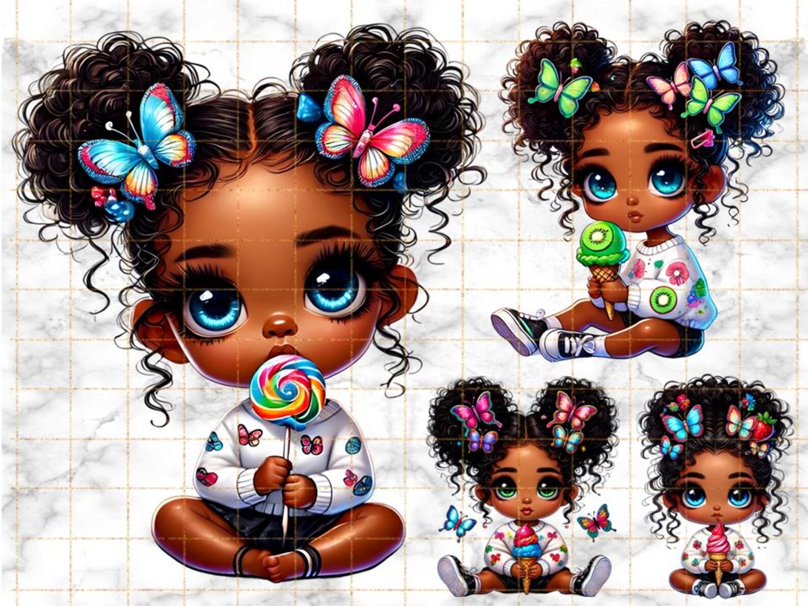 Cute African American Baby Girl Clipart, Adorable Afro Kid, Sweet Baby ...