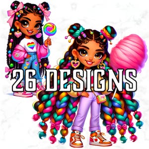 26 Cute Latina Girl Clipart Set, Colorful Digital Graphics, Sweet Candy ...