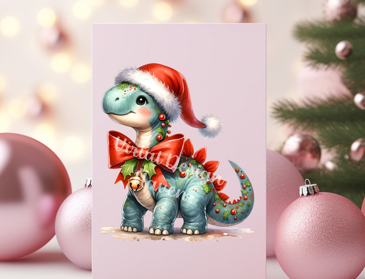 Christmas Dino Clipart Bundle, Watercolor Festive Winter Dinosaur PNG ...