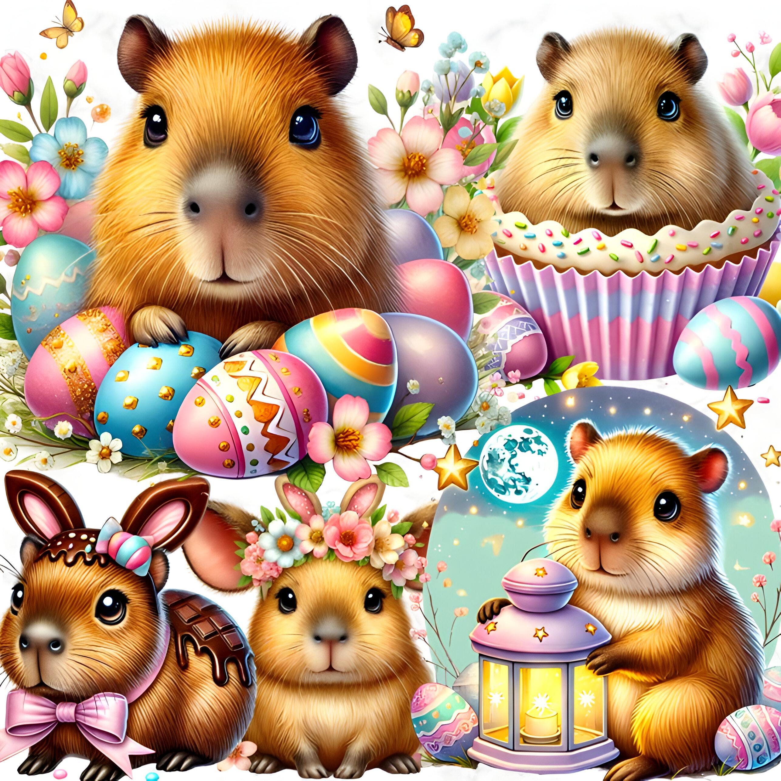 Easter Capybara Clipart, Watercolor Spring Animals (PNG, 62 Files) - Etsy