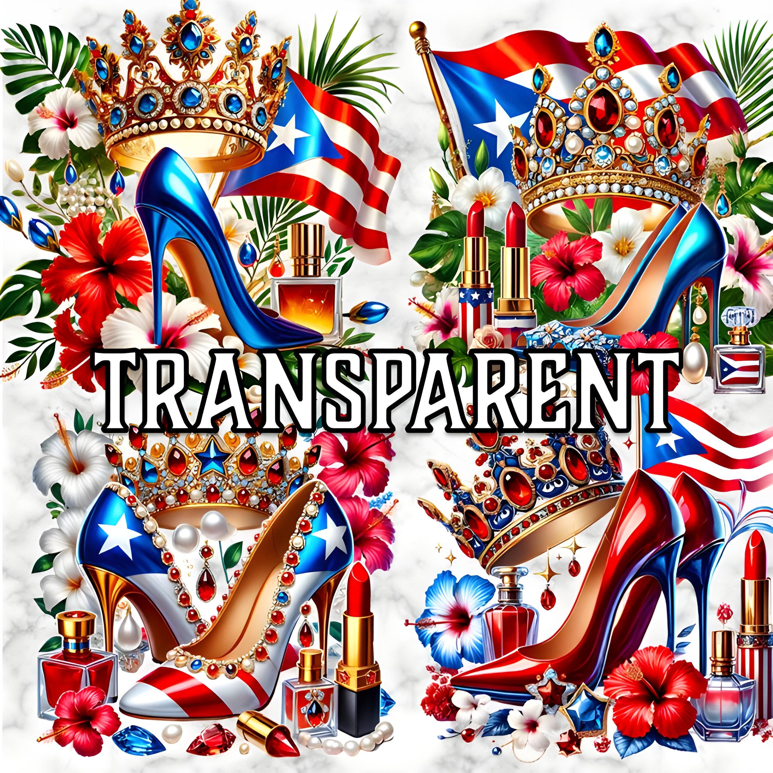 Puerto Rico Glam Heels & Crown PNG Bundle: Tropical Floral Designs - Etsy