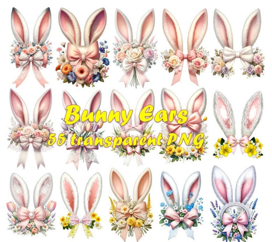 Easter Bunny Ears Clipart, Happy Easter Sticker, Scrapbook, Festive ...
