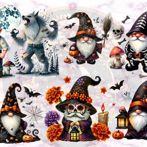 Watercolor Halloween Gnomes Clipart Set, Spooky Cute Graphic, Digital ...