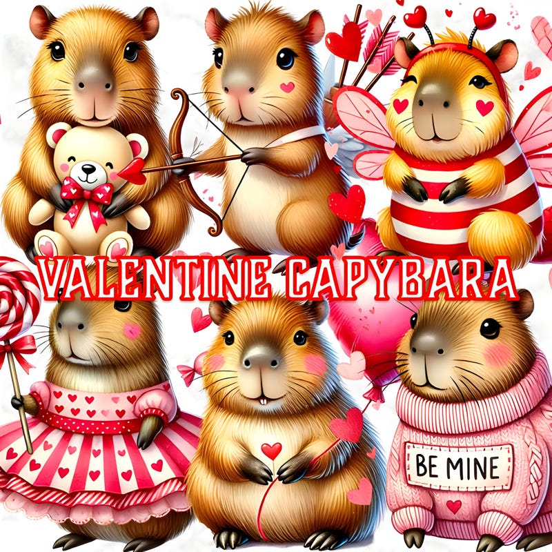 Capibaras animados con corazon - Etsy México