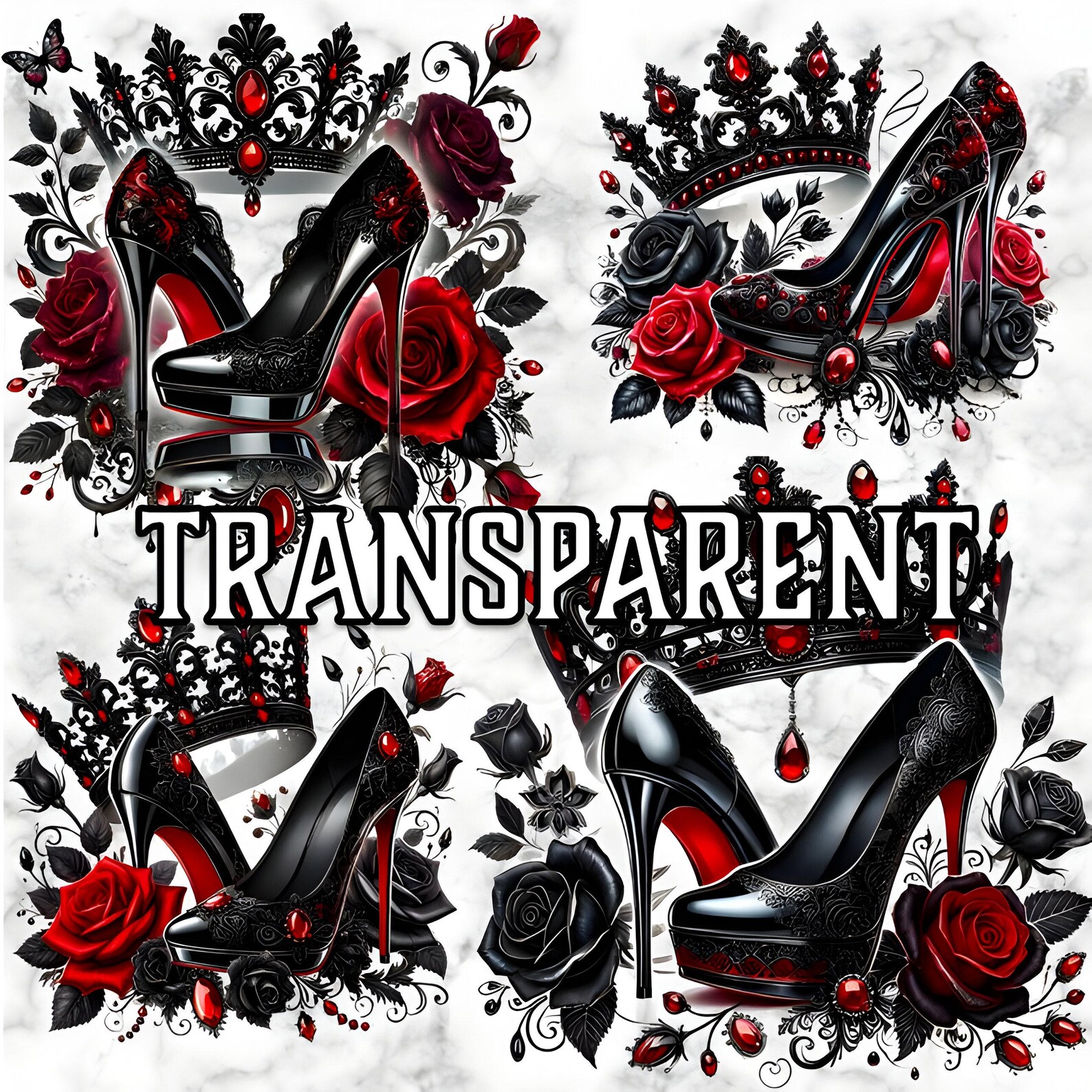 Gothic Glam High Heel Clipart: Dark Red Roses (digital Download) - Etsy