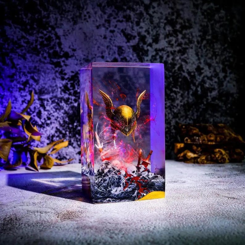 Malenia Mask Resin Lamp Elden Ring Diorama Handmade Light Blade of ...