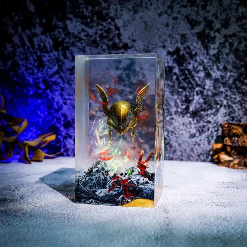 Malenia Mask Resin Lamp Elden Ring Diorama Handmade Light Blade of ...