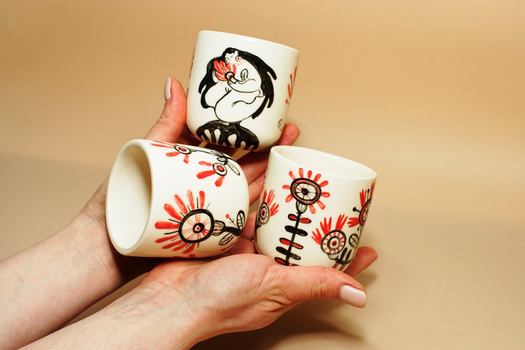 Hand-painted Pottery Ceramic Coffee Cup, Handmade Ceramic Mugs, Unique ...