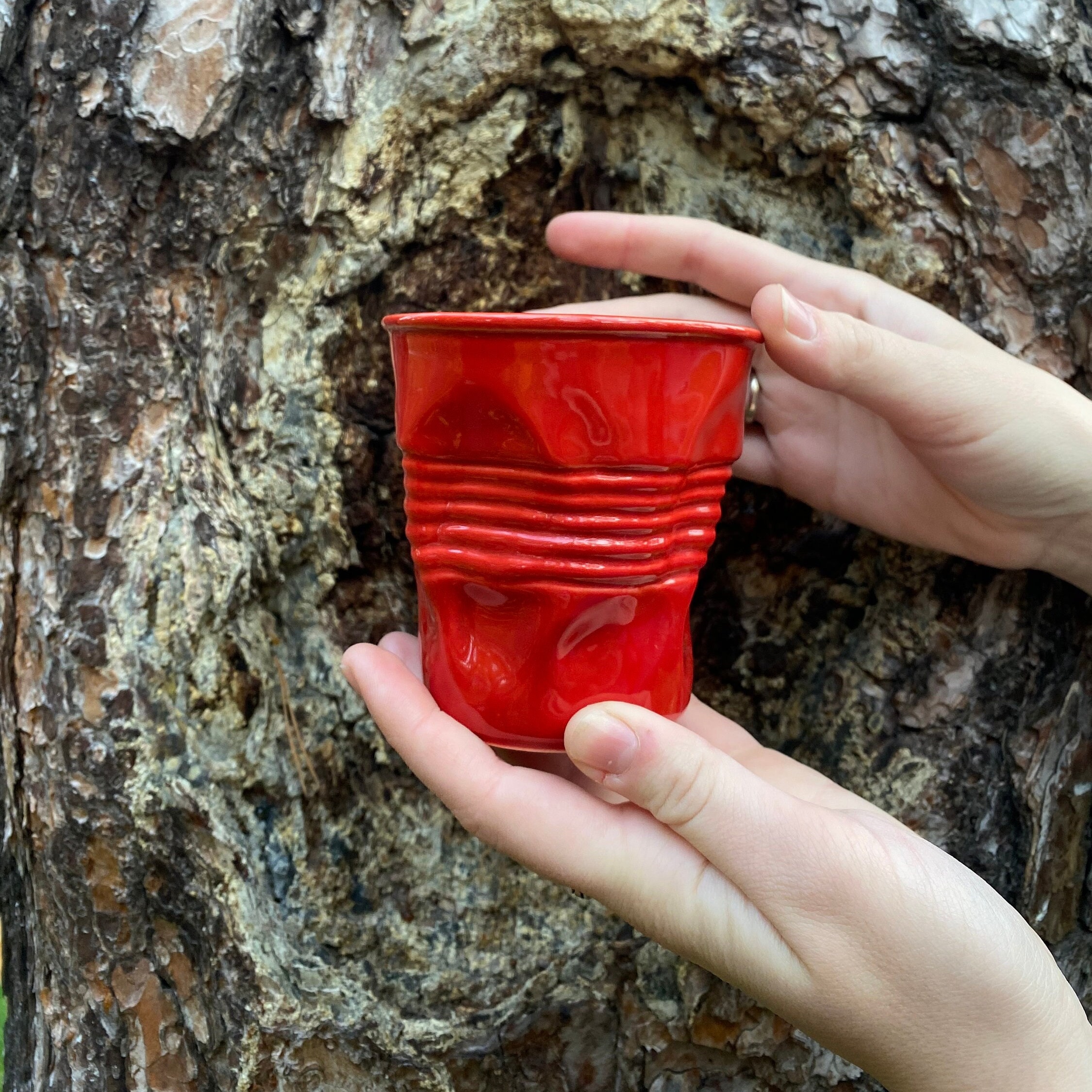 Handleless Red Ceramic Mug: Artisan Pottery Cup and Tea Lover Gift 3-12 ...
