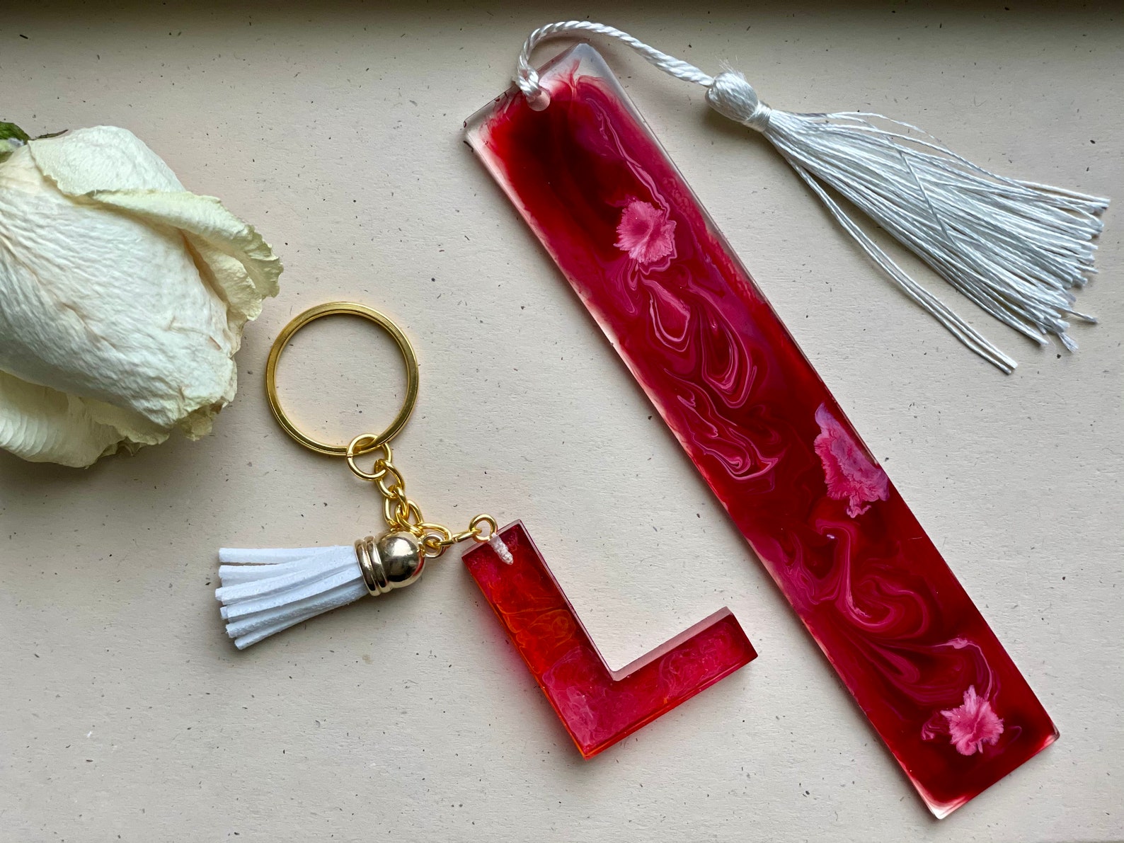 Handmade Resin Keychain & Bookmark Set - Etsy New Zealand