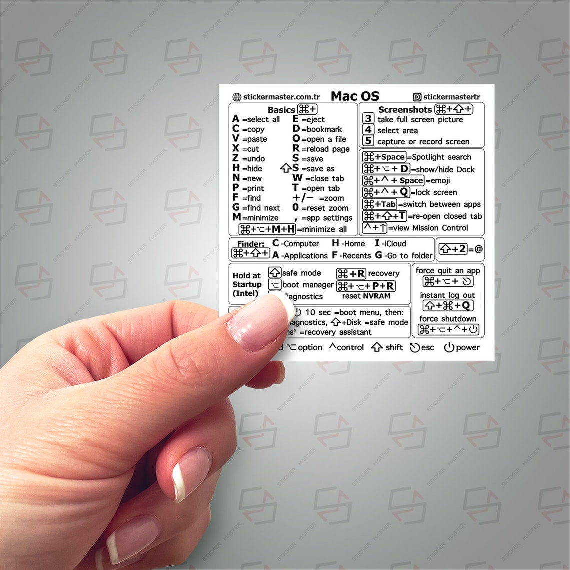 Mac OS MacBook Air Pro Decal Sticker Cheat Sheet Keyboard Shortcuts ...