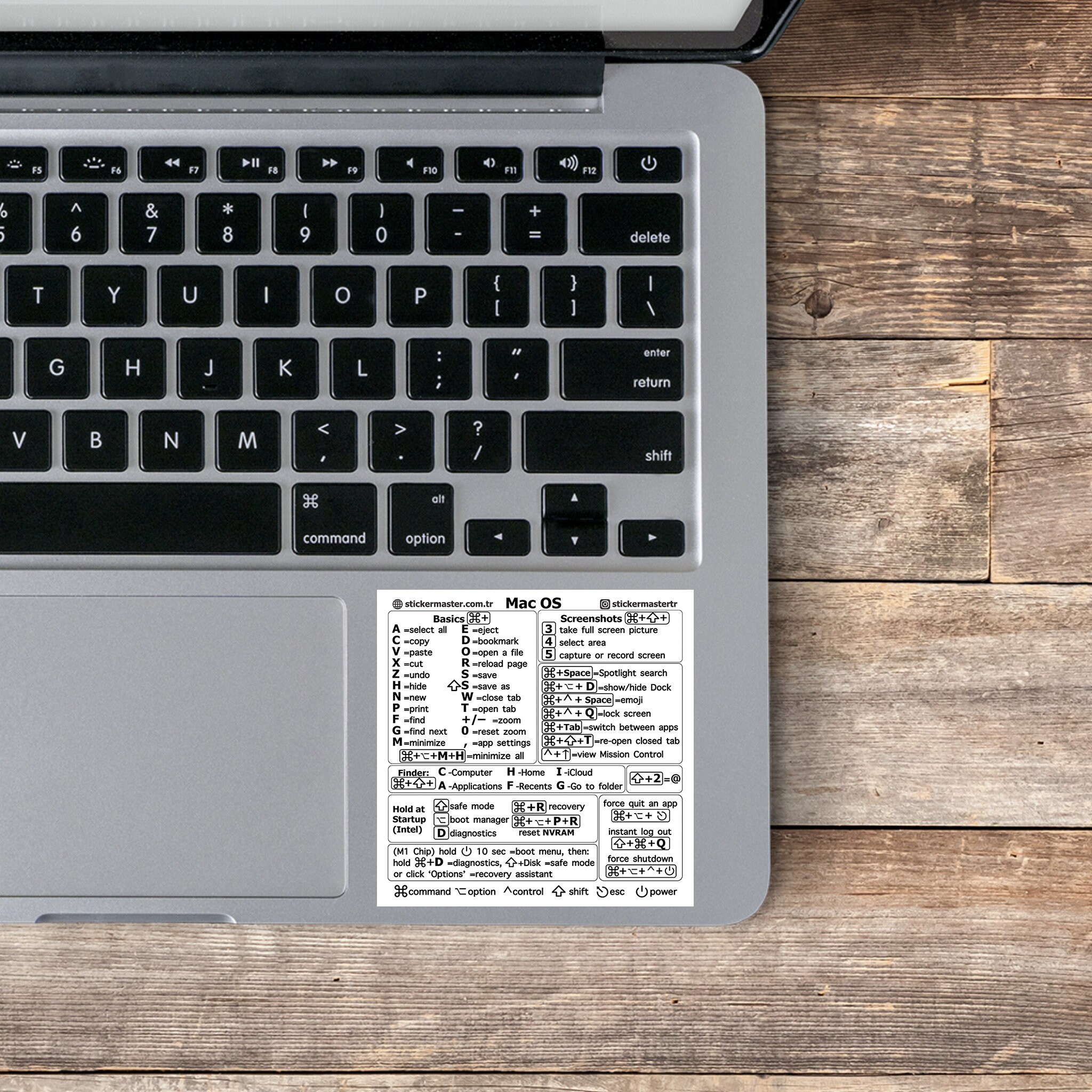 Mac OS MacBook Air Pro Decal Sticker Cheat Sheet Keyboard Shortcuts ...